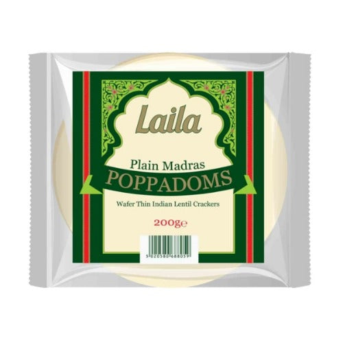 Buy Laila Madras plain pappadam 200g | Lakshmi Stores UK