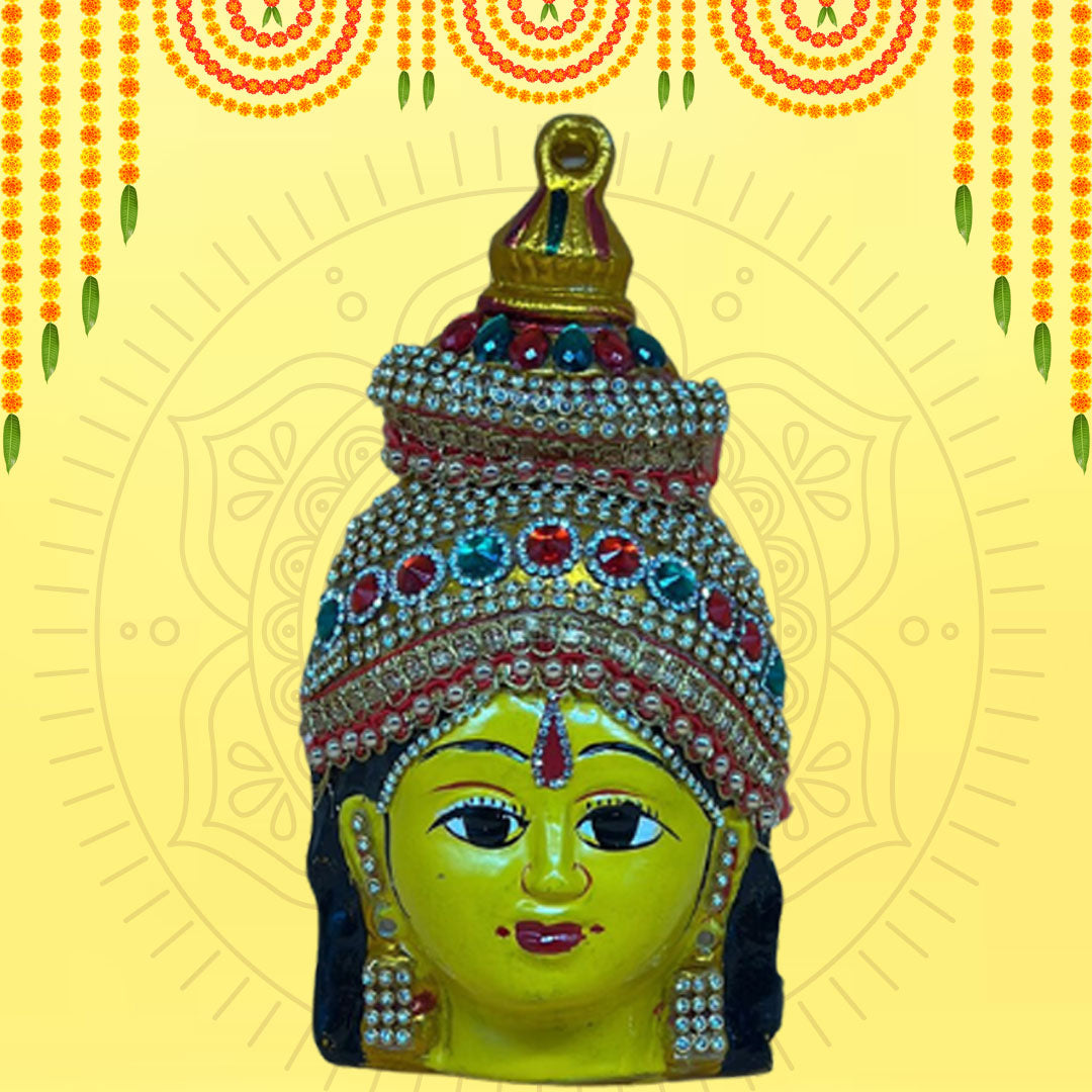 VARALAKSHMI AMMAN FACE MASK WITH STONE DECARATION - 7''X3.5" INCHES ...
