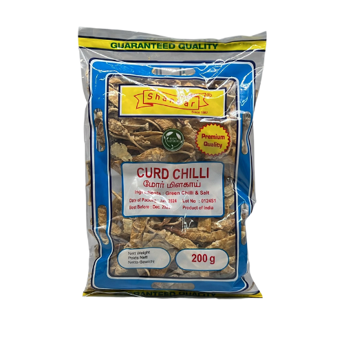 SHANKAR DRIED SALTED GREEN (CURD) CHILLI 200G | Lakshmi Stores UK