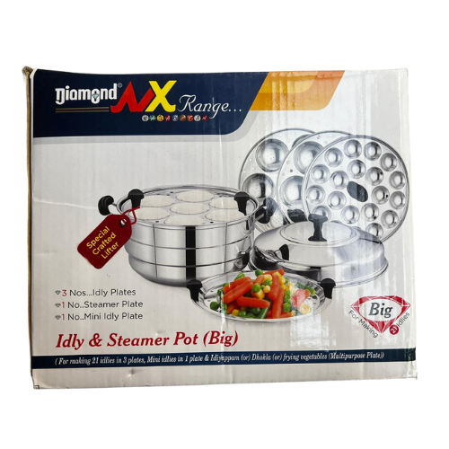 DIAMOND IDLY POT NX RANGE (WITH STEAMER - MINI IDLY PLATE) - 21 PITS ...
